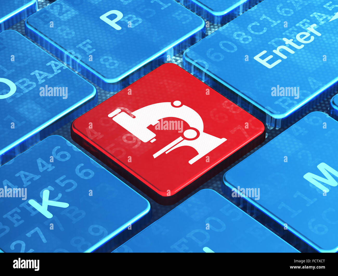 Science concept: Microscope on computer keyboard background Stock Photo ...