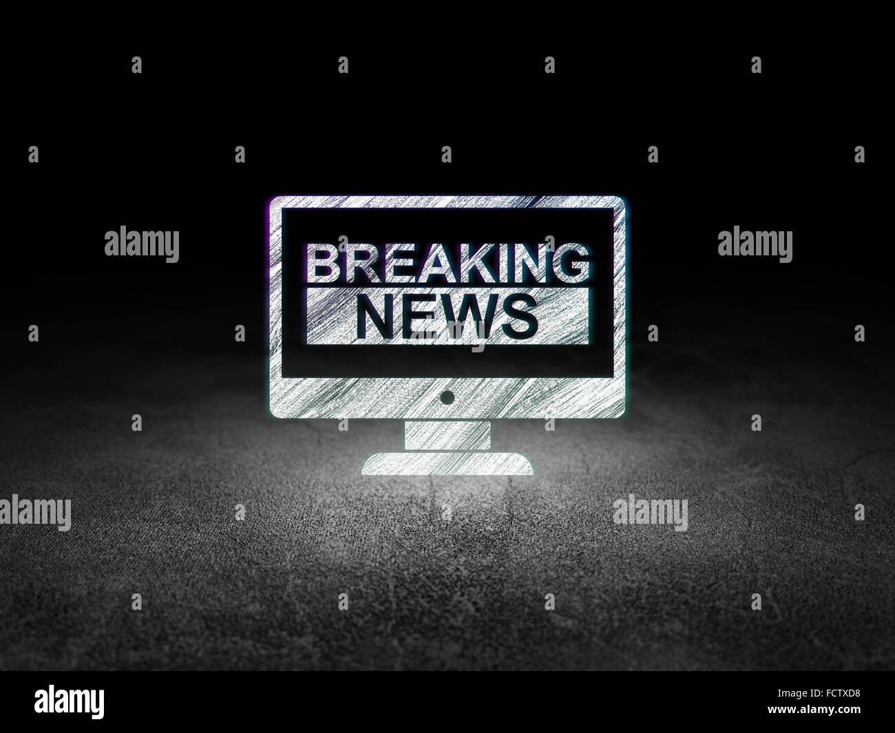 News concept: Breaking News On Screen in grunge dark room Stock Photo ...