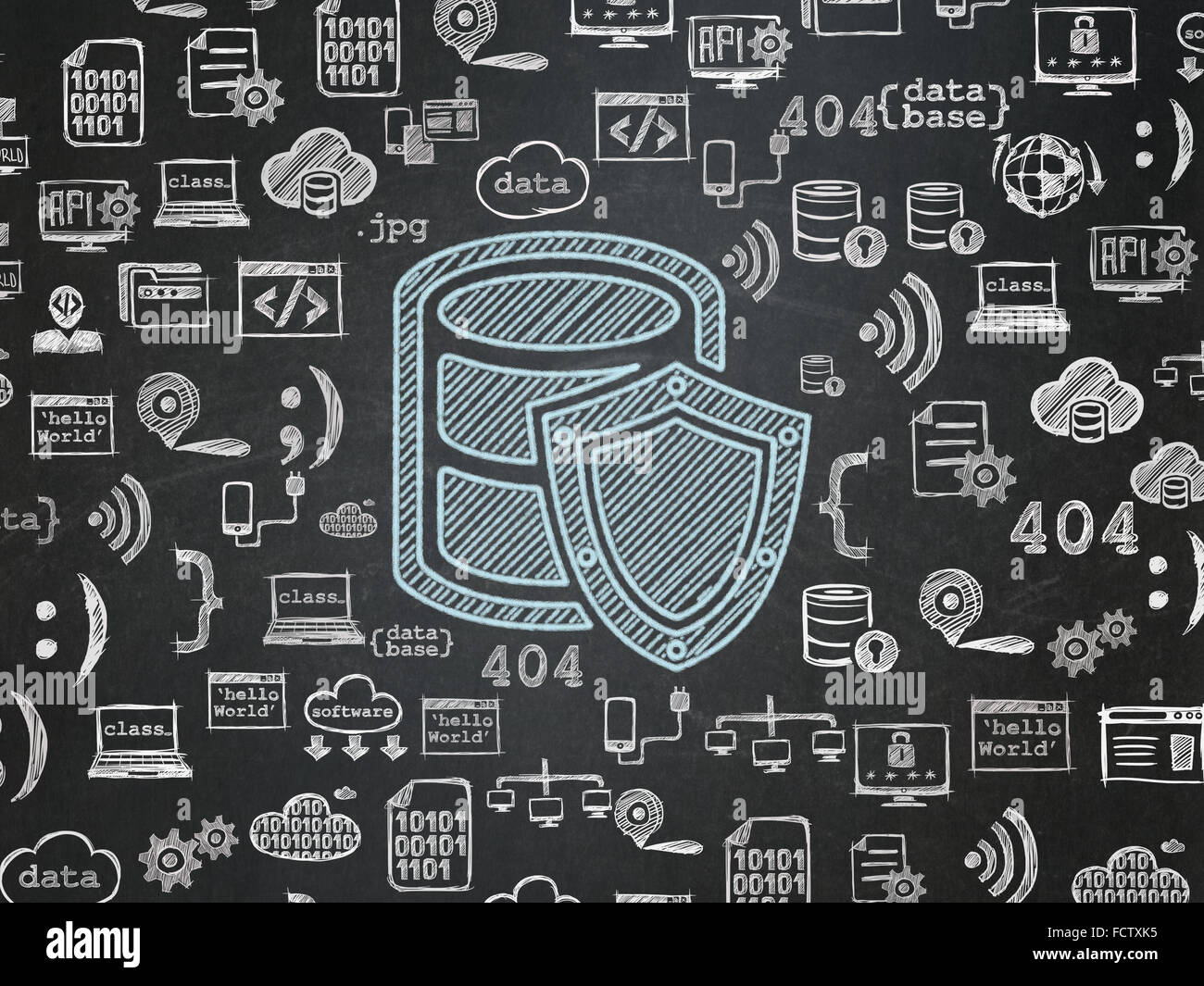 Database concept: Database With Shield on School Board background Stock Photo - Alamy