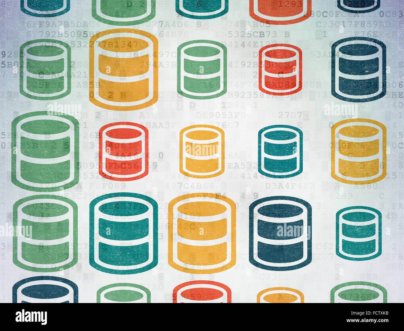 Database concept: Database icons on Digital Paper background Stock ...