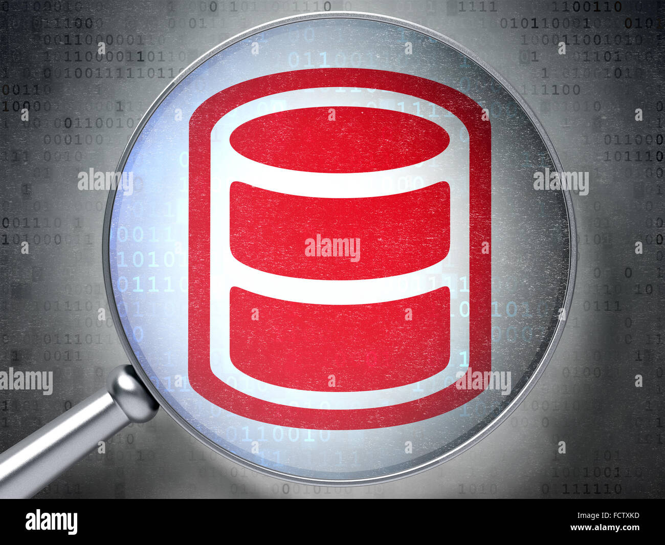 Database concept: Database with optical glass on digital background Stock Photo - Alamy