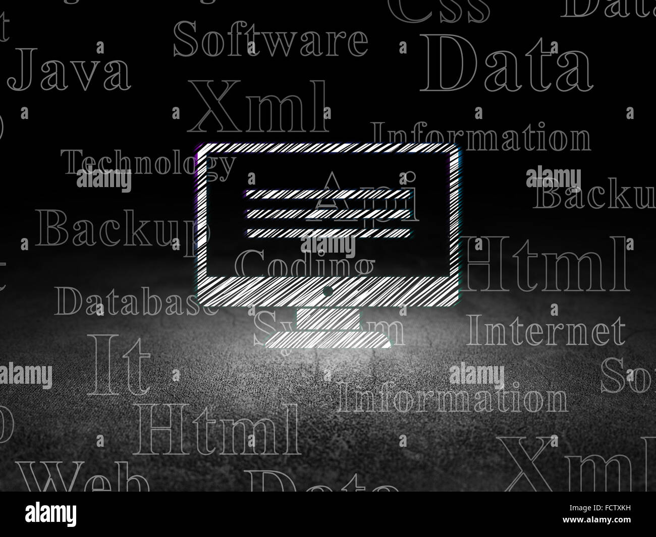 Programming concept: Monitor in grunge dark room Stock Photo - Alamy