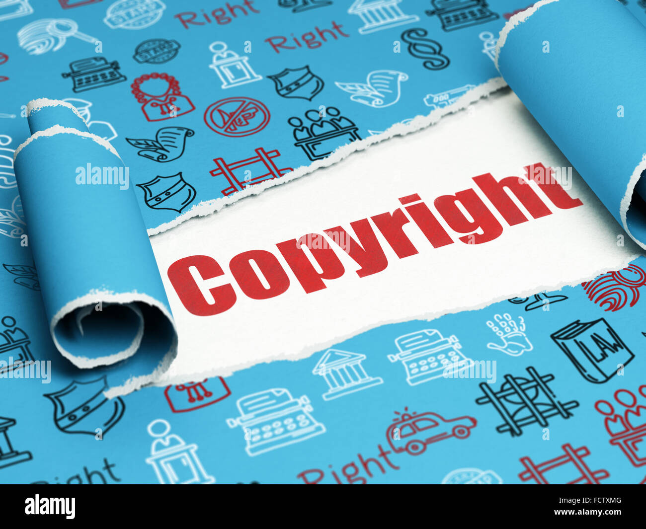 Law concept: red text Copyright under the piece of torn paper Stock ...