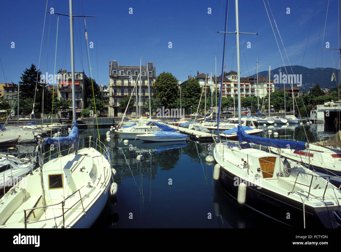 CHE, Switzerland, Vevey at Lake Geneva. CHE, Schweiz, Vevey am Genfer ...
