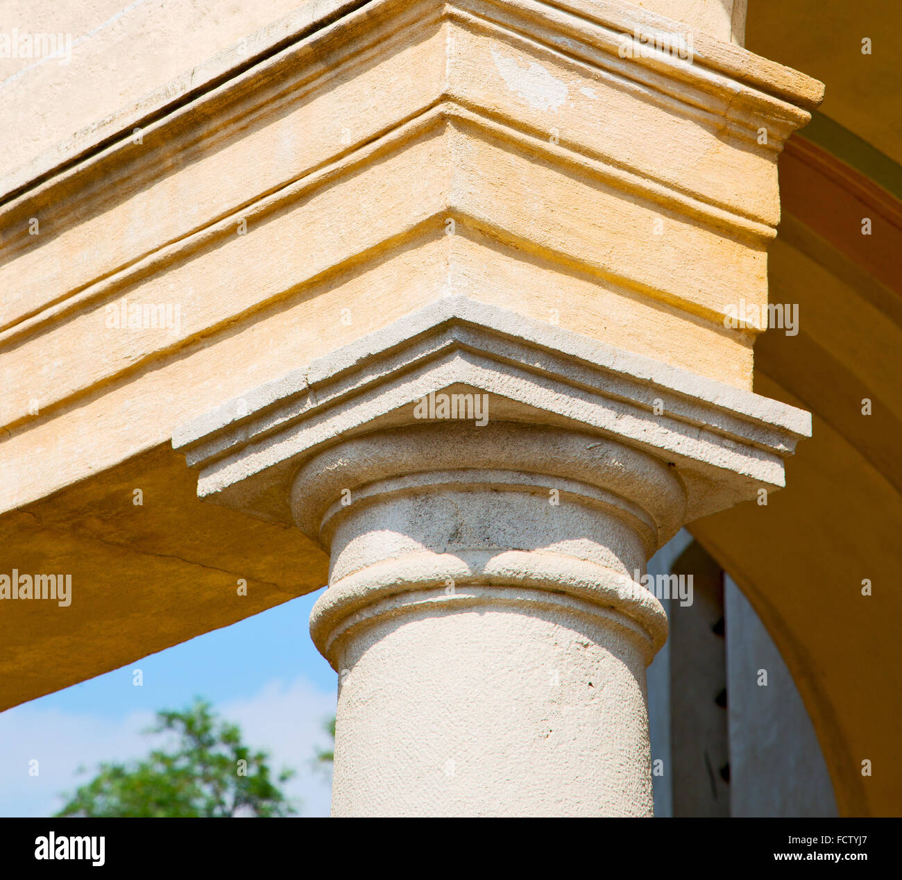 abstract old column in the country of europe italy and marble brick ...