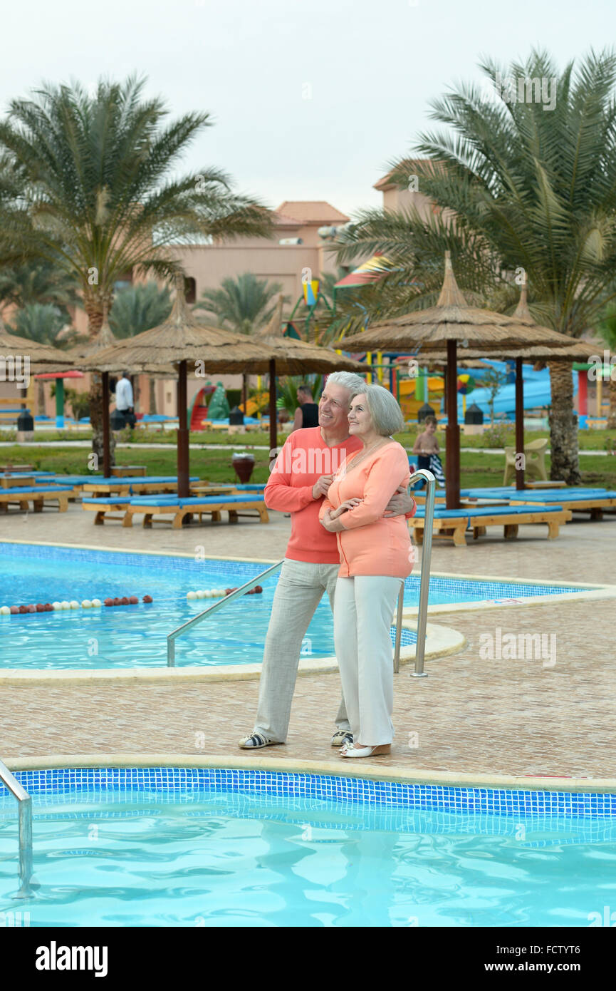 Senior couple resting at the resort Stock Photo - Alamy