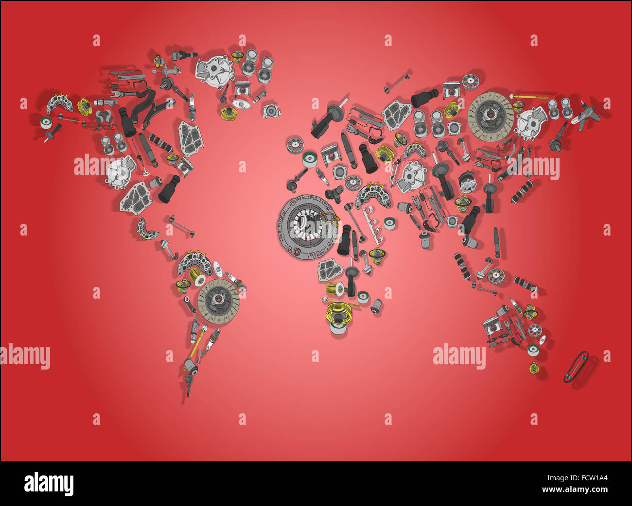 Spare parts map of the world hi-res stock photography and images - Alamy