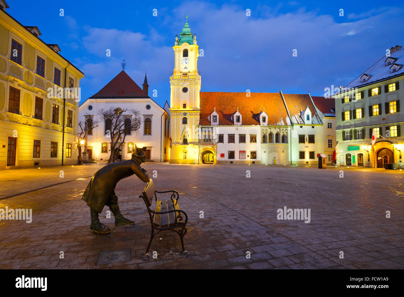 View of the main square in the old town of Bratislava, Slovakia Stock ...