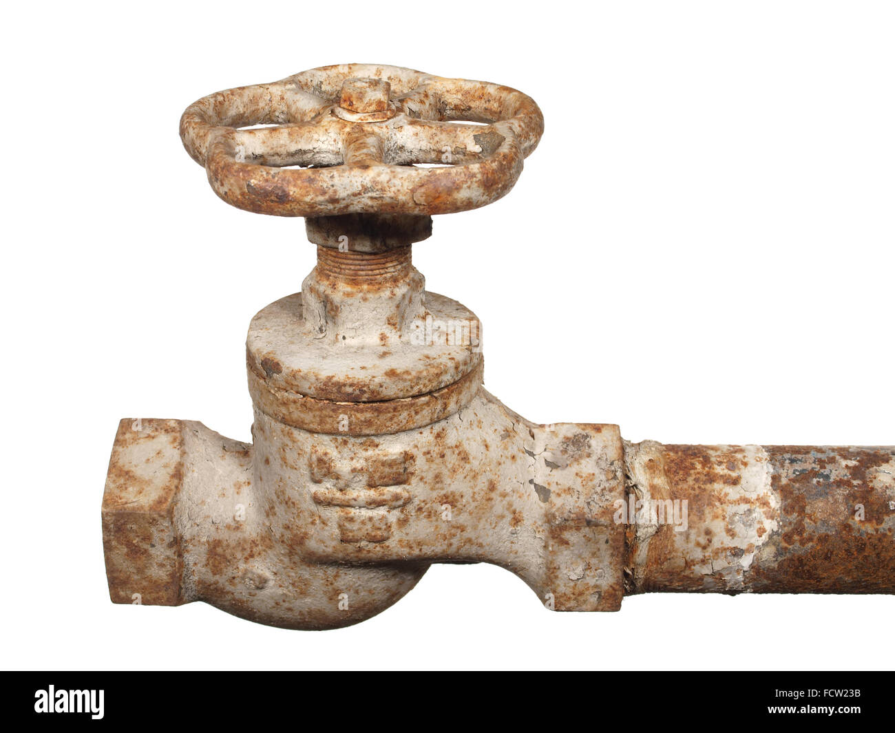 Old rusty water tap isolated on white background Stock Photo - Alamy