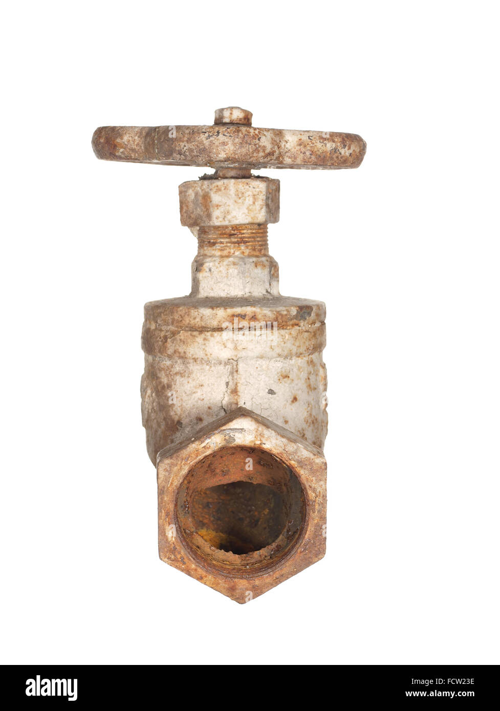 Old rusty water tap isolated on white background Stock Photo - Alamy