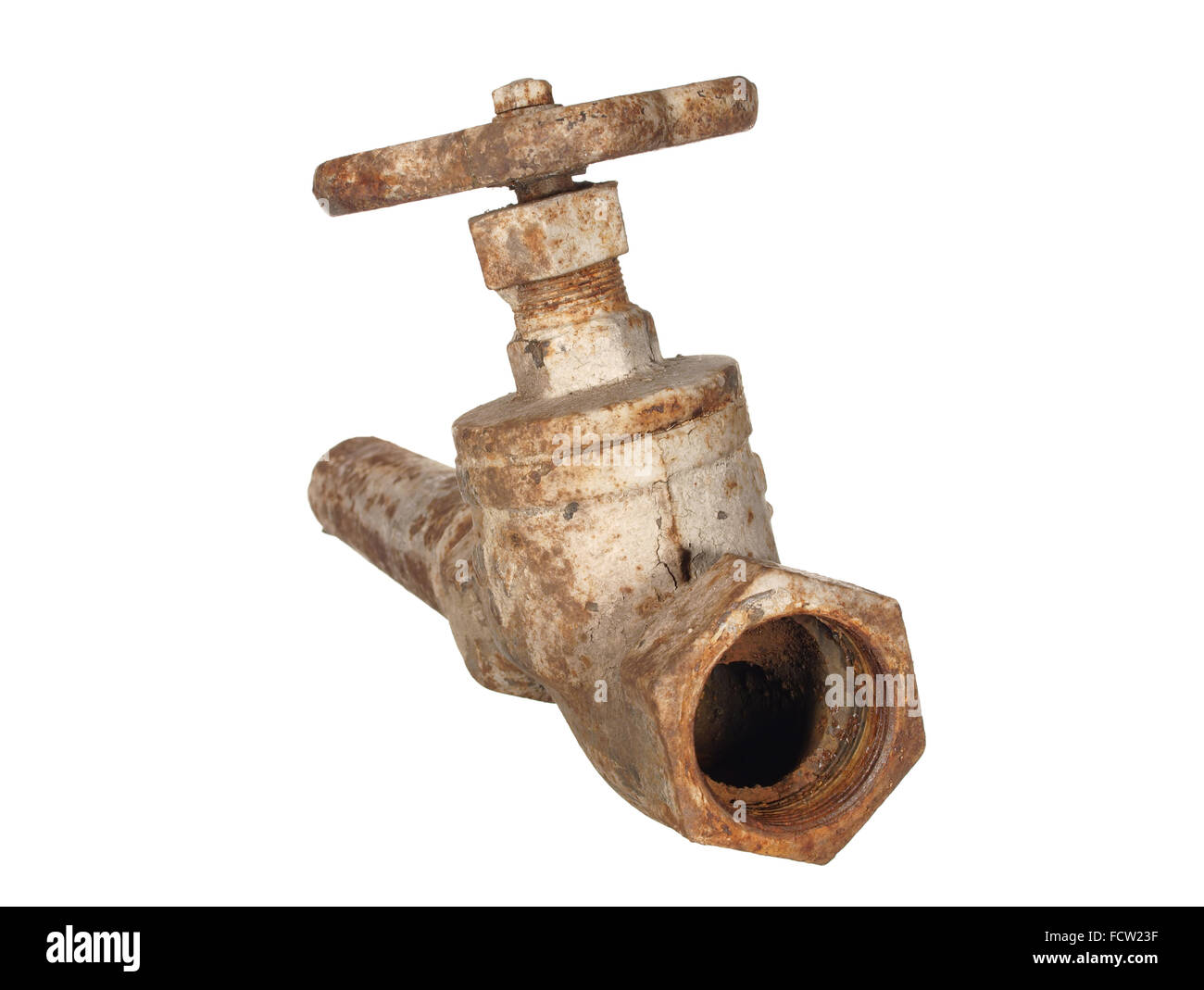 Old rusty water tap isolated on white background Stock Photo - Alamy