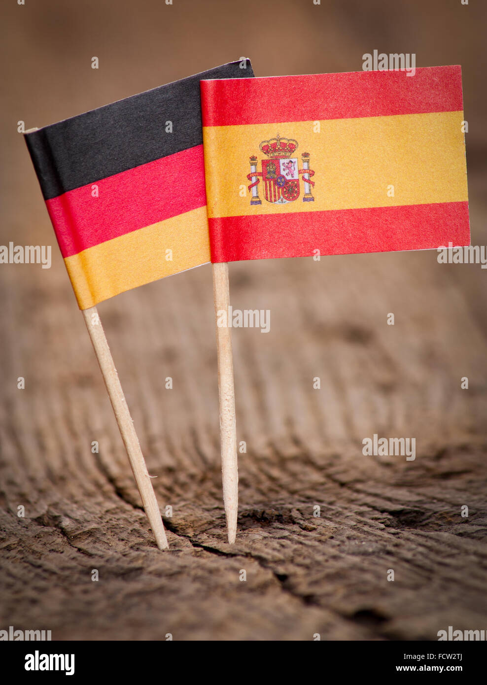 Flags of Spain and Germany on wooden background Stock Photo - Alamy