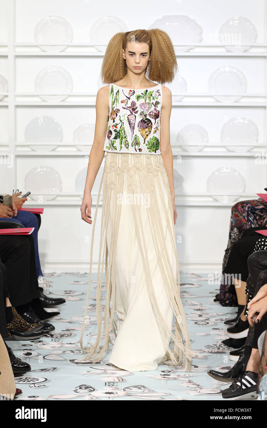 Paris, France. 25th Jan, 2016. A model wears a creation by French ...