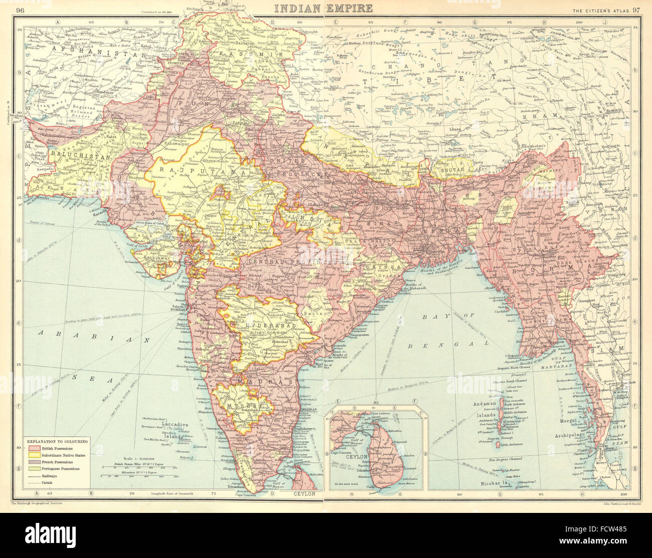 British empire map india hi-res stock photography and images - Alamy