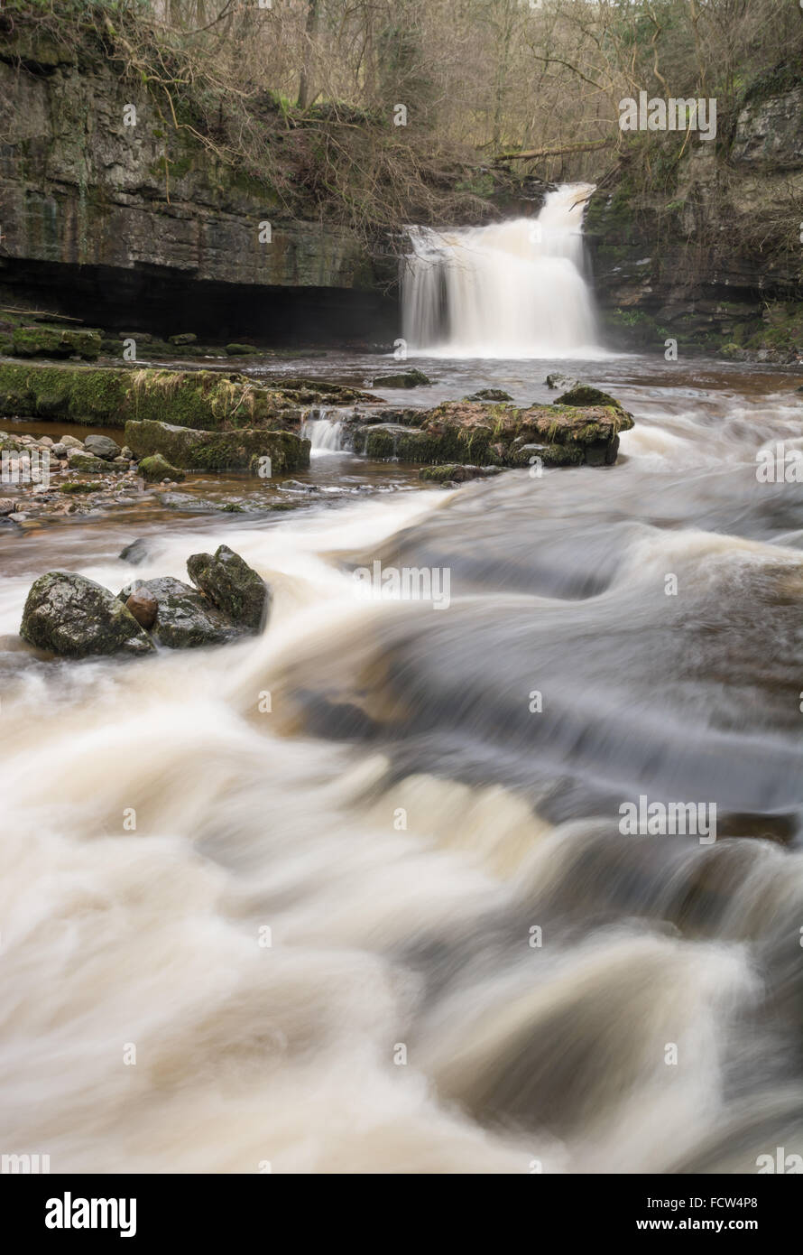 West Burton Falls 'Cauldron Force', in the Yorkshire Dales Stock Photo ...