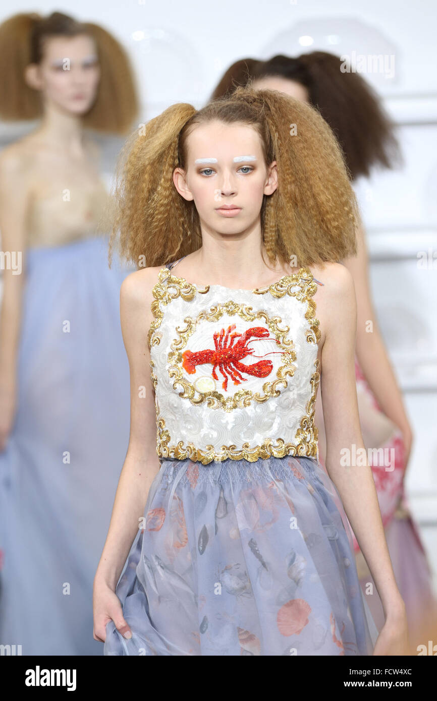 Paris, France. 25th Jan, 2016. A model wears a creation by French ...