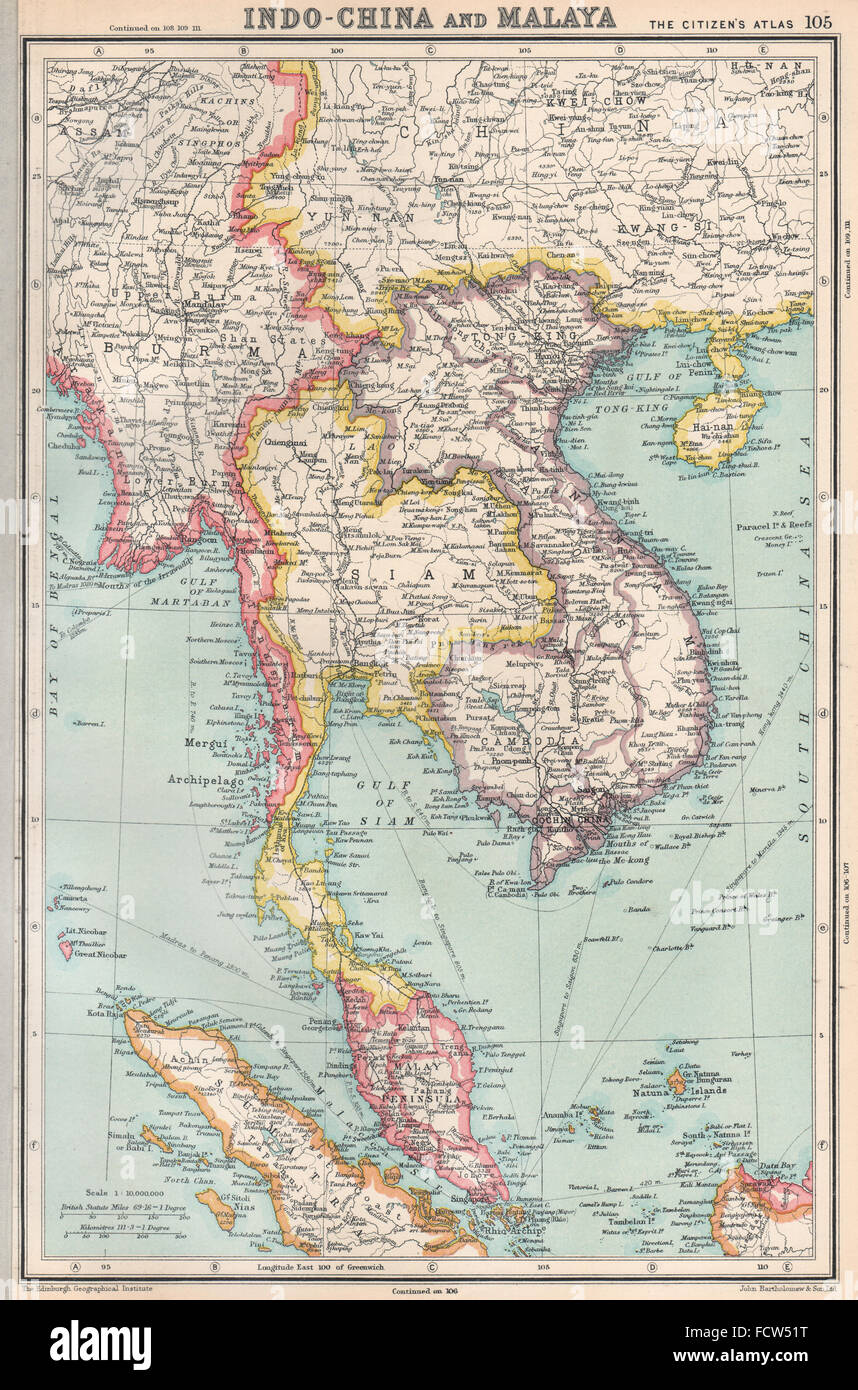 INDOCHINA AND MALAYA: Siam Cambodia Burma Annam Tong-King Laos, 1924 ...
