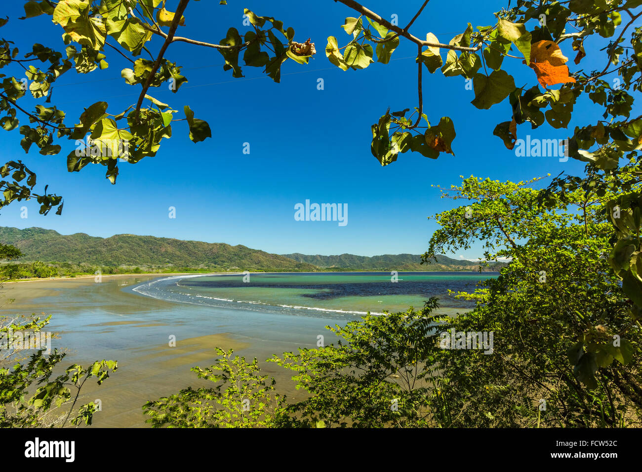 View from Tambor across Ballena Bay towards Pochote on south east tip ...