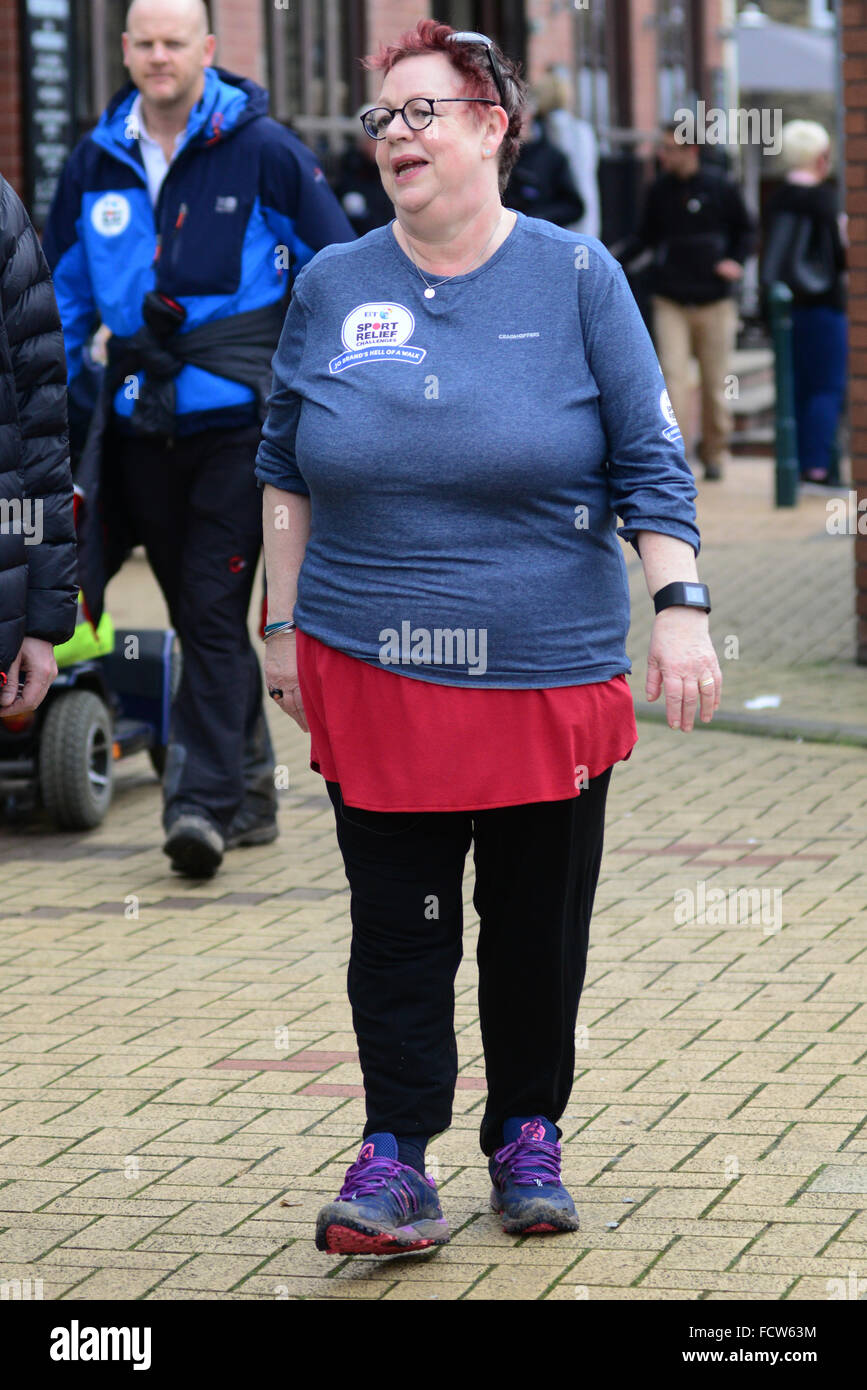 Comedian Jo Brand is shown as her Sport Relief walk 'Jo Brand's Hell of ...