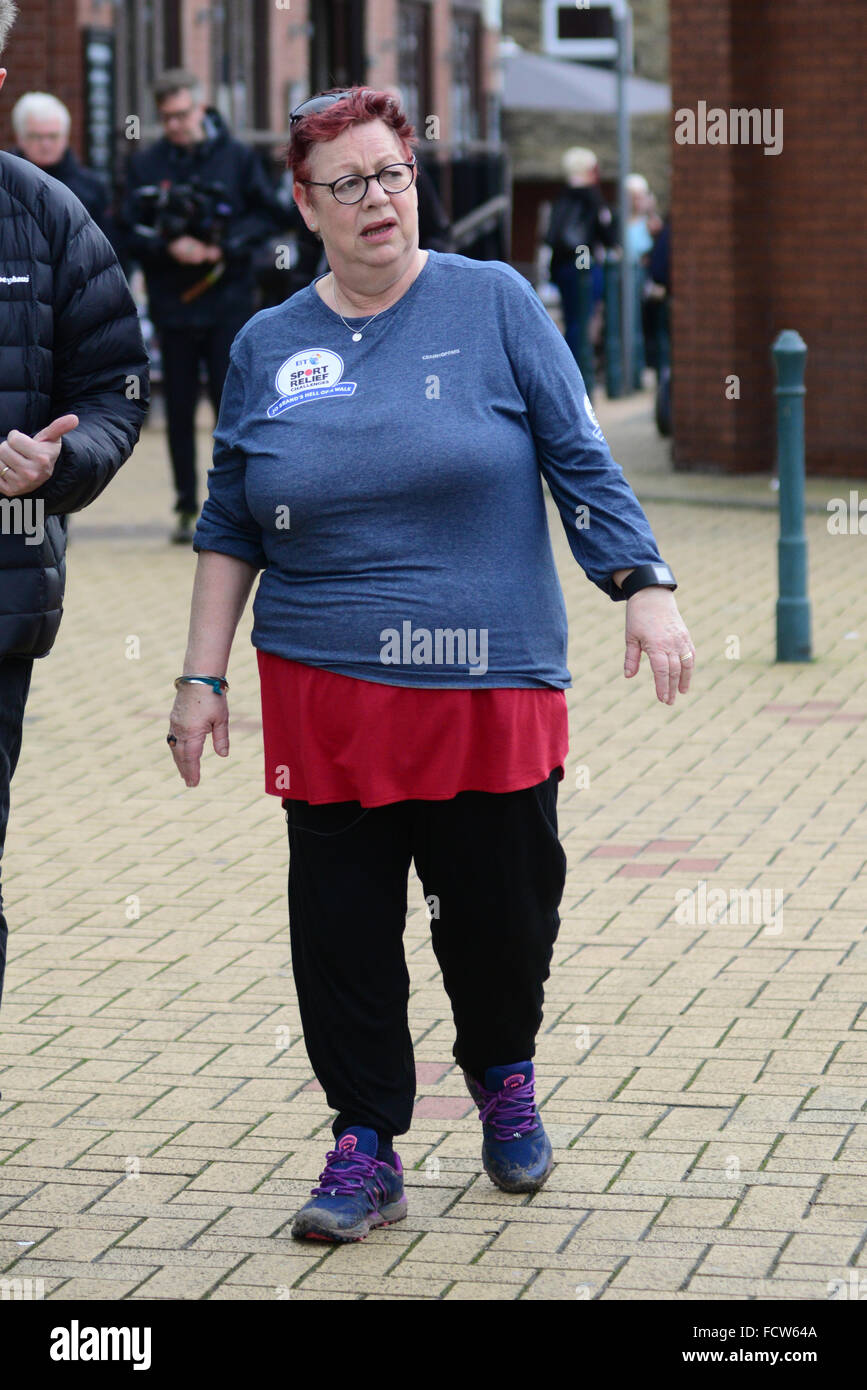 Comedian Jo Brand is shown as her Sport Relief walk 'Jo Brand's Hell of ...