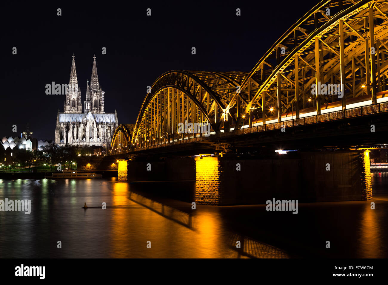 Hohenzollern Bridge and Cologne Cathedral at Night Stock Photo - Alamy