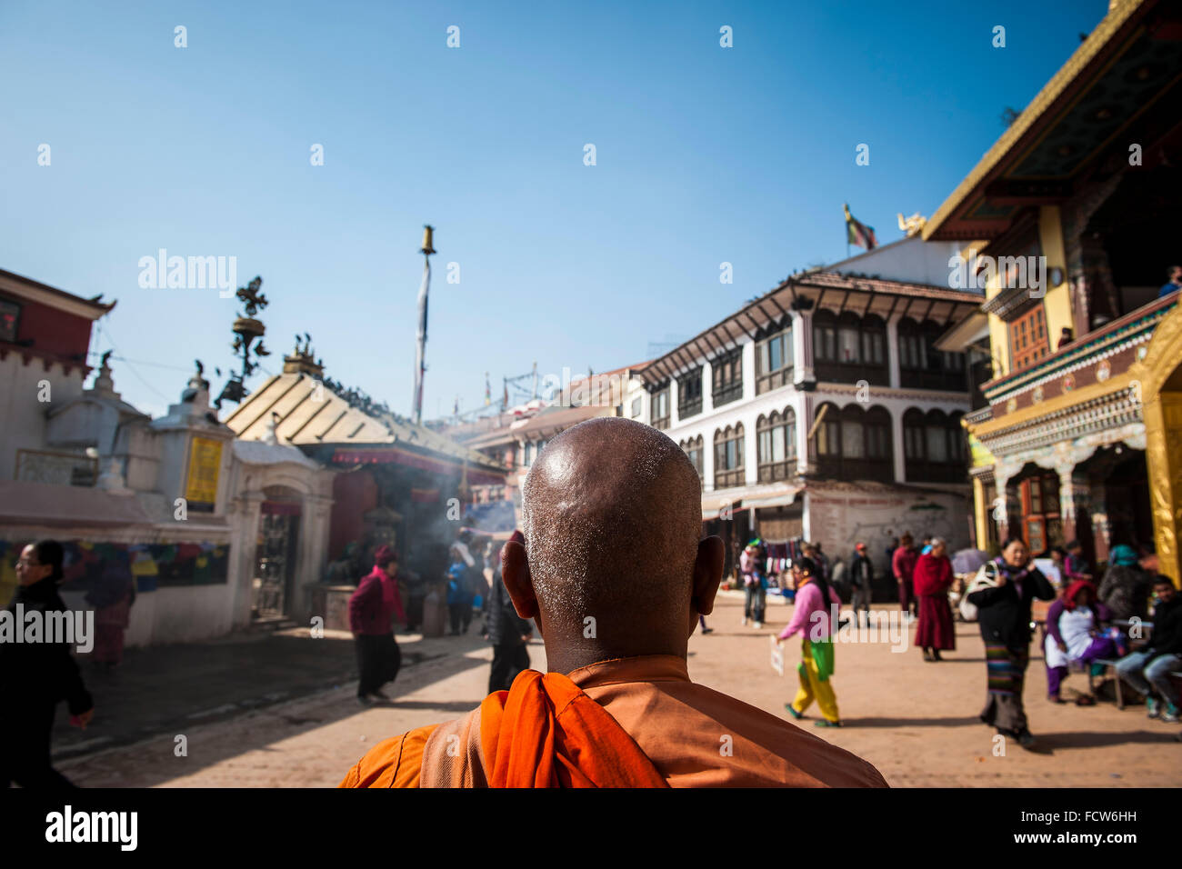 Nepal, Bouddhnath, monk Stock Photo - Alamy