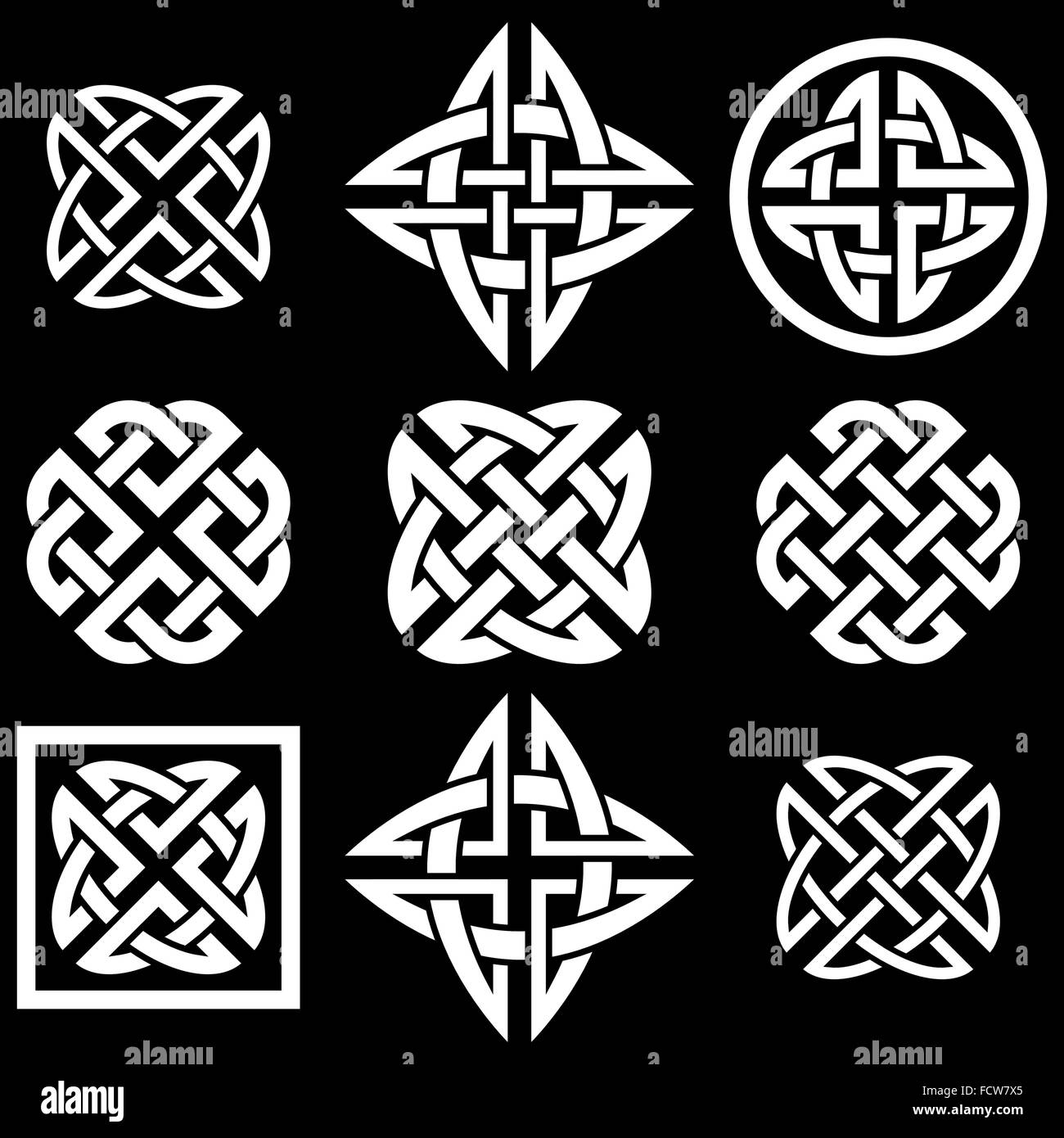 Celtic Quaternary knots. Knot set. Vector illustration Stock Vector ...