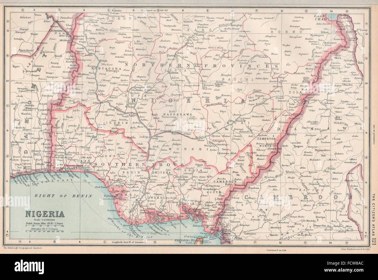 NIGERIA: divided into Northern & Southern provinces. BARTHOLOMEW, 1924 ...