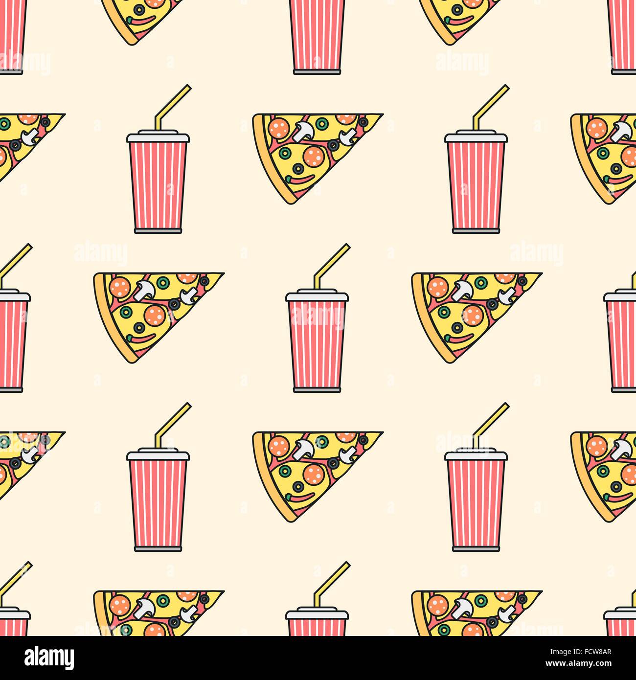 vector colored outline triangle pizza slice mushrooms olives pepperoni ...