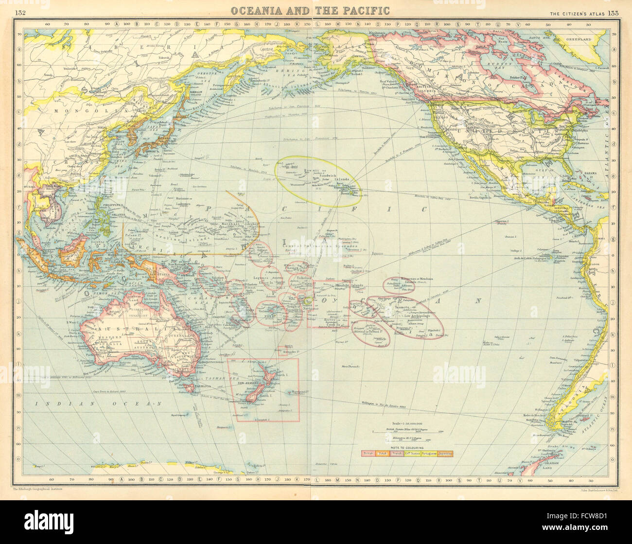 PACIFIC COLONIAL: British French Dutch US Portuguese Japanese, 1924 old ...