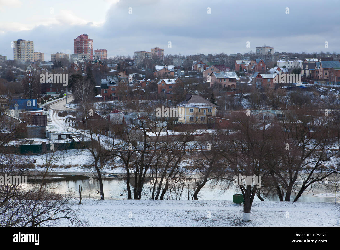 The Pakhra River and the town of Podolsk near Moscow, Russia Stock ...