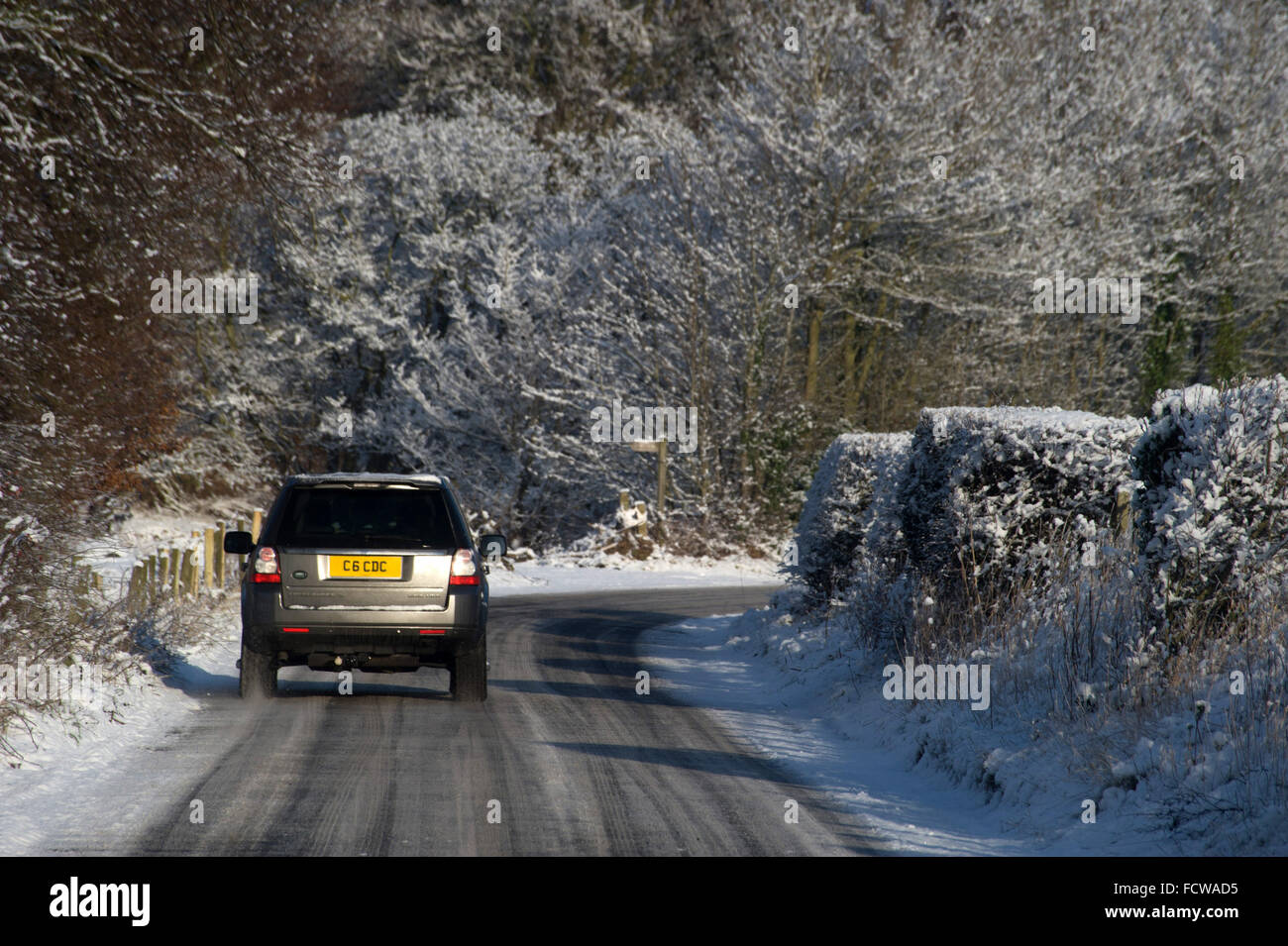 Driving on country snowy road hi-res stock photography and images - Alamy