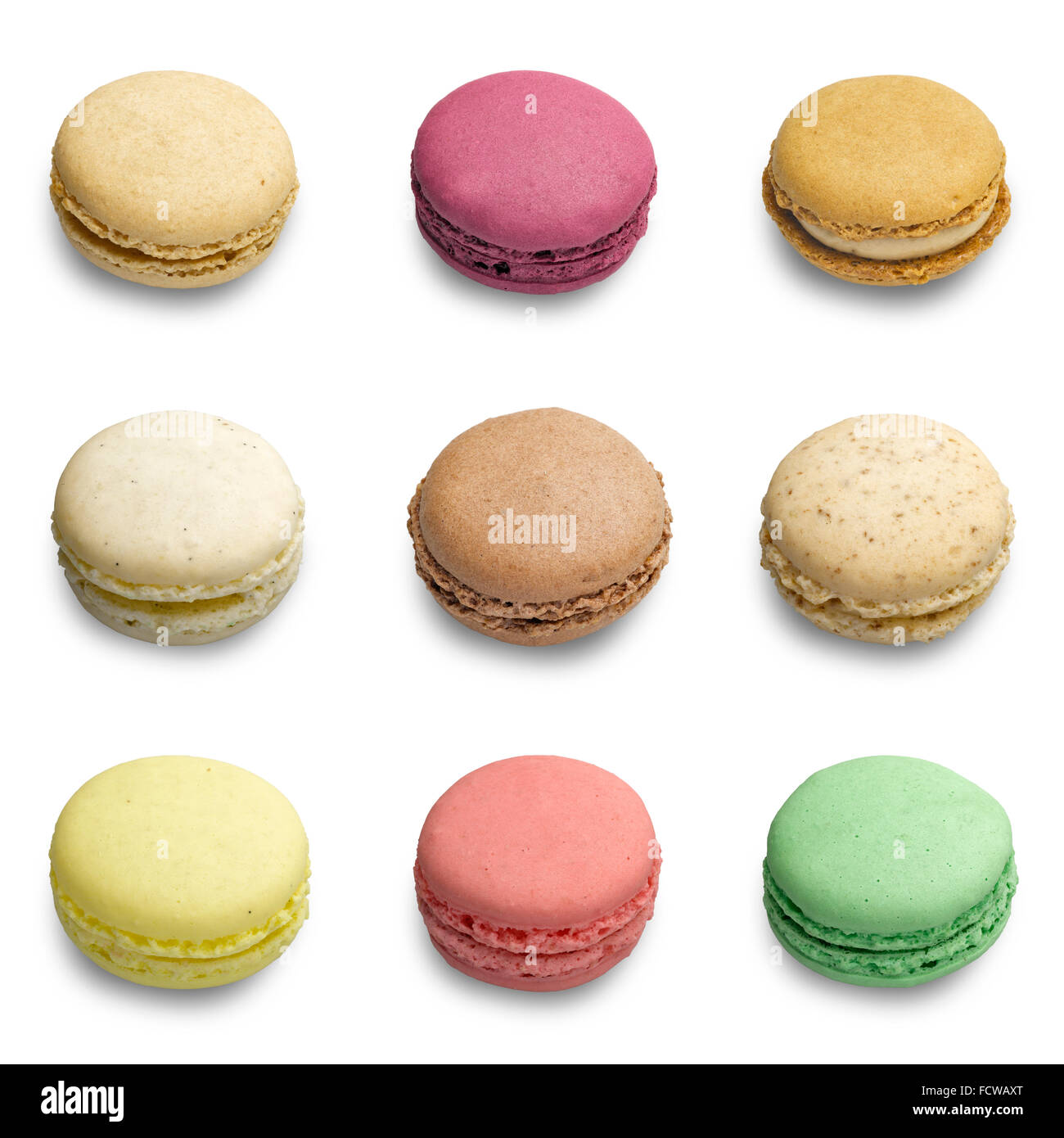Colorful macaroons assortment isolated in white background Stock Photo ...