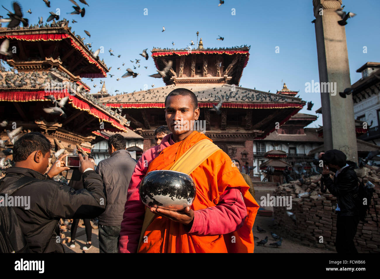 Nepal, Kathmandu, Durbar square, monk Stock Photo - Alamy