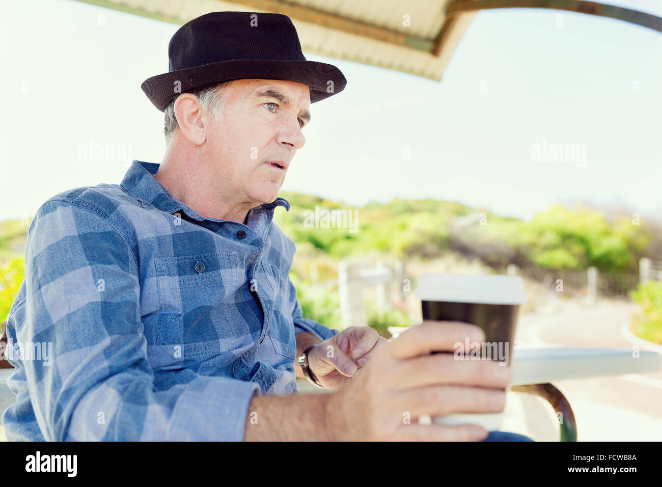 Portrait of an old man outdoors Stock Photo - Alamy