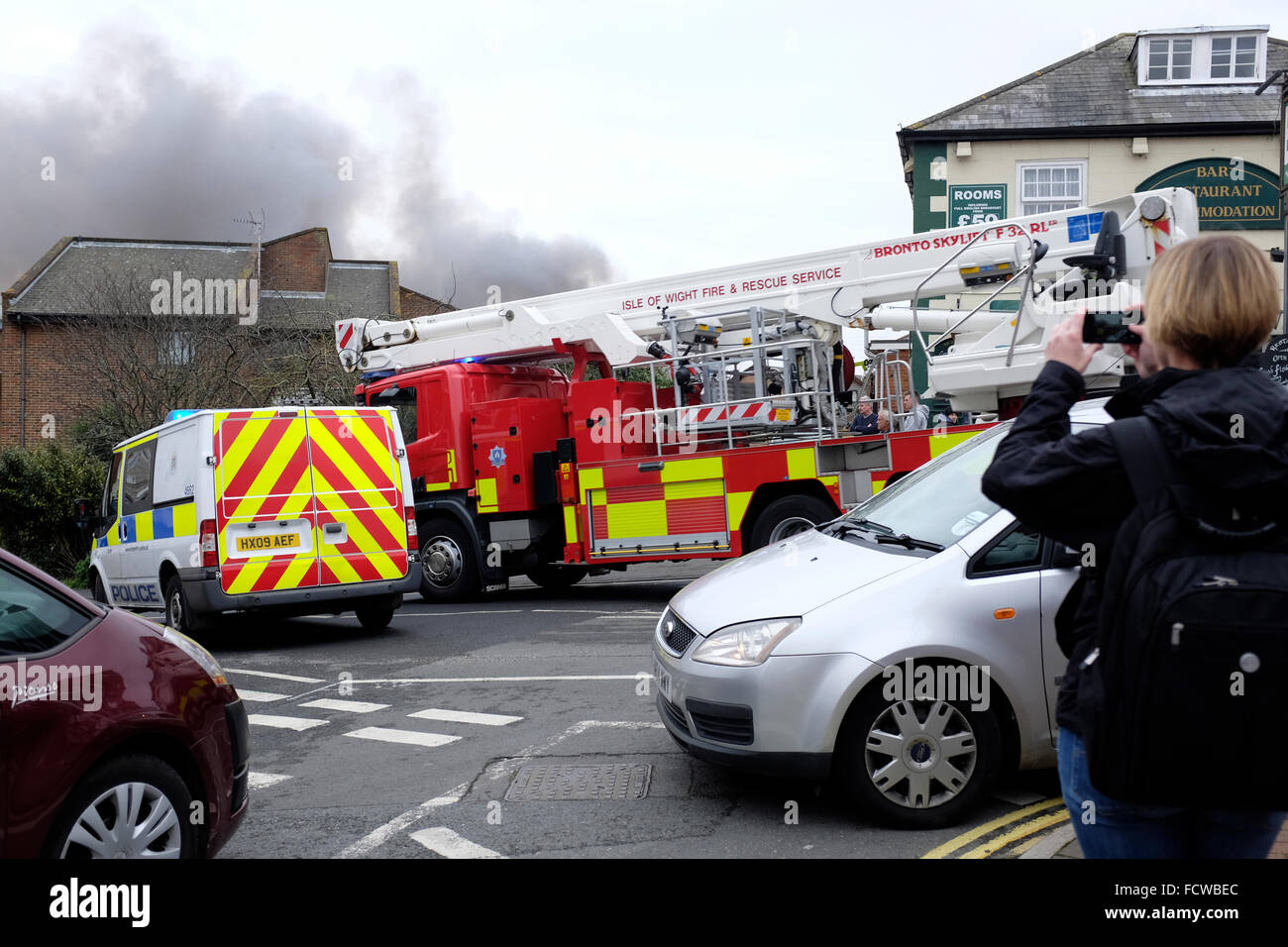 Cowes, Isle of Wight, UK. 25th January, 2016. Large fire in former J ...