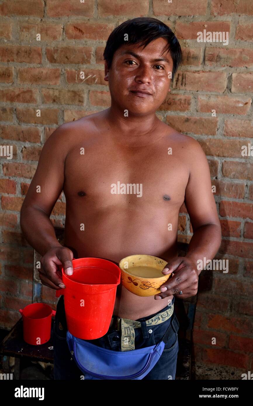 Chicha de Jora - Fermented corn- Typycal house in CATACAOS. Department ...