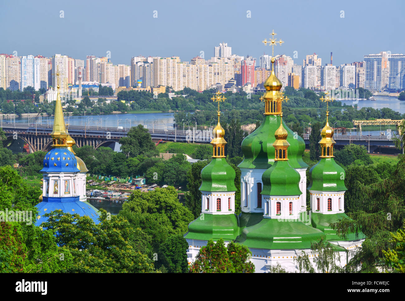 Capital of Ukraine - Kiev. The picturesque city landscape with ancient ...
