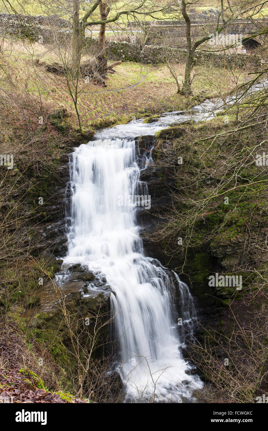 Scaleber Force waterfall in full flow, Settle, Yorkshire Dales National ...