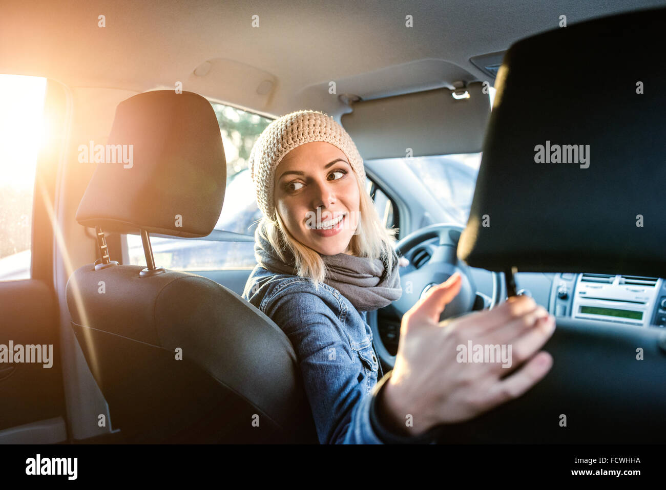 Woman driving a car Stock Photo - Alamy