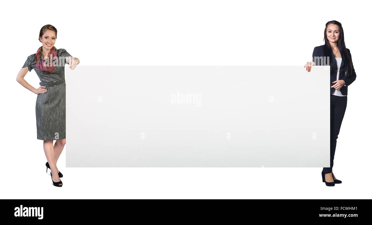 Business women with empty blank, isolated on white Stock Photo - Alamy