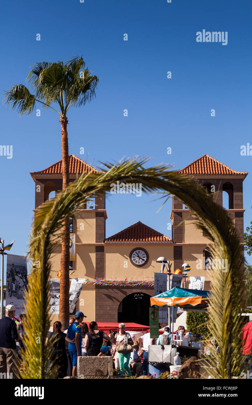 Palm leaf arch at the plaza in front of the new church at La Caleta for ...