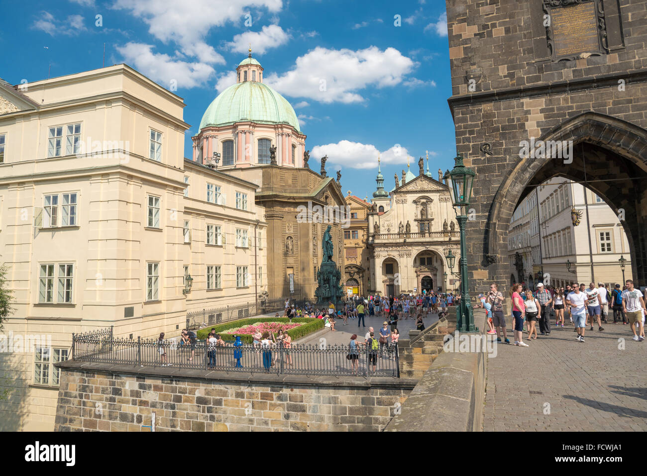 PRAGUE - AUGUST 5: People walking on the famous Charles Bridge ...