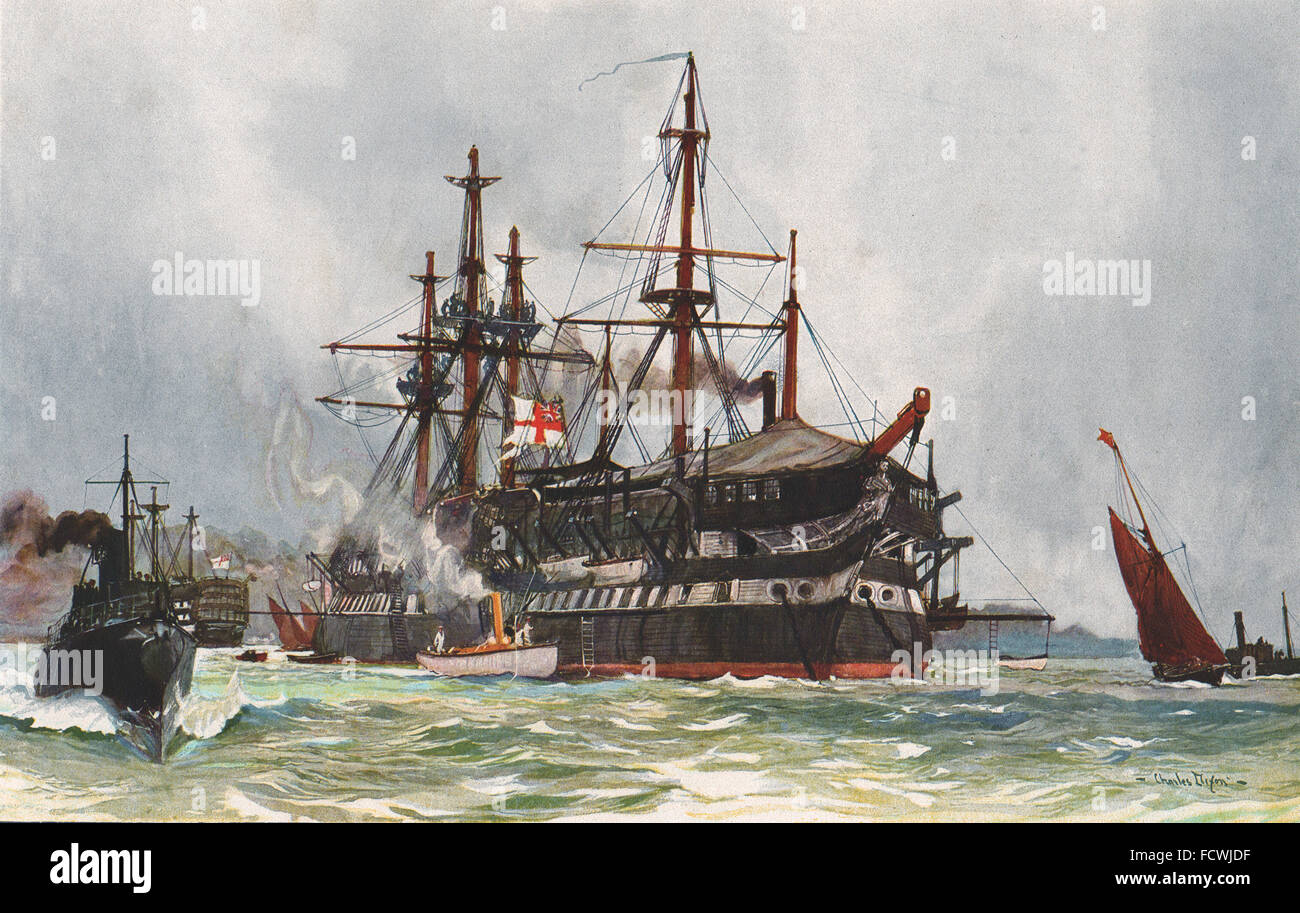 ROYAL NAVY: "Implacable" (Duguay Trouin) Devonport 1901. Captured 1805 ...