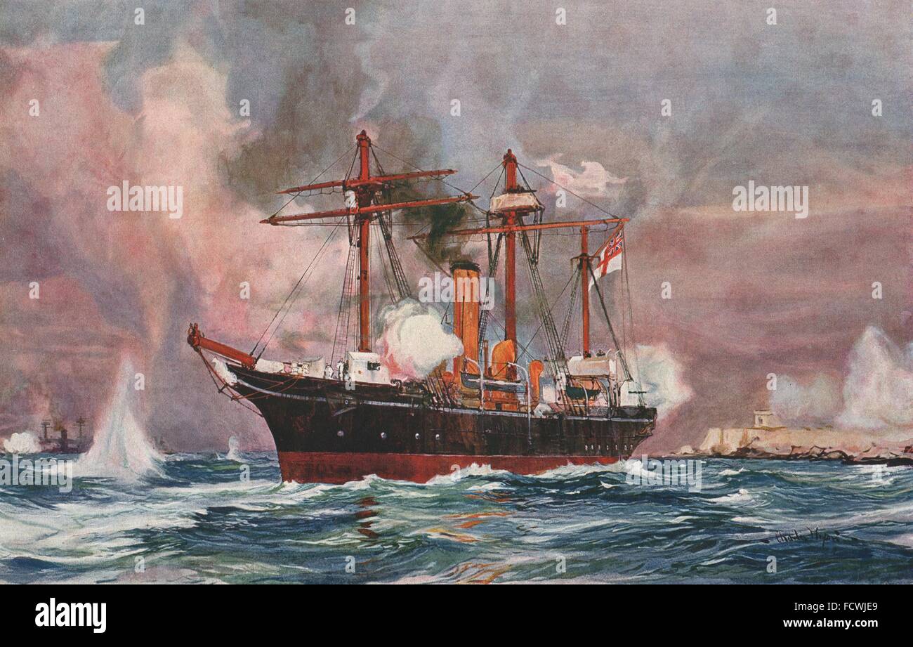 ROYAL NAVY: Sloop "Condor" bombarding Alexandria, 1882. Launched 1876 ...