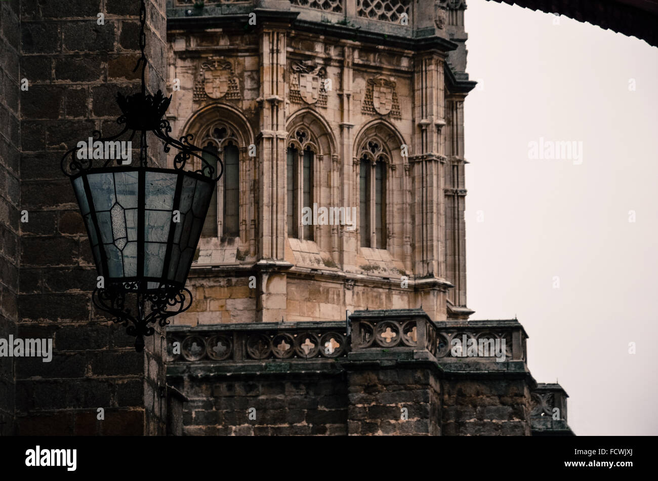 Side View of Catholic Toledo Ghotic Cathedral against Grey sky Stock ...