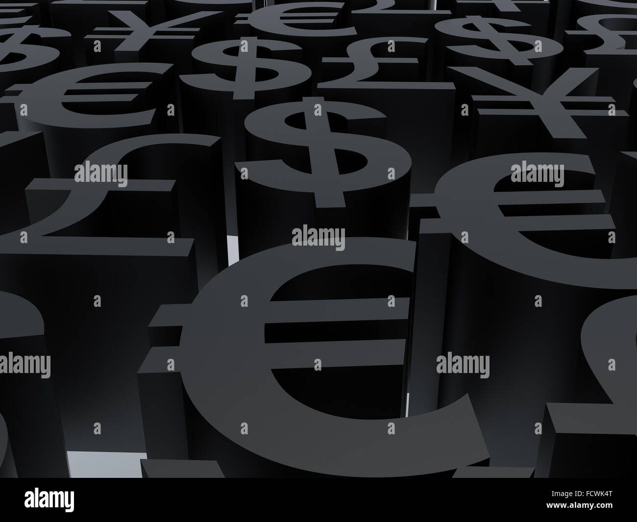 Currency symbols. 3d illustration. High resolution image. Symbols black ...