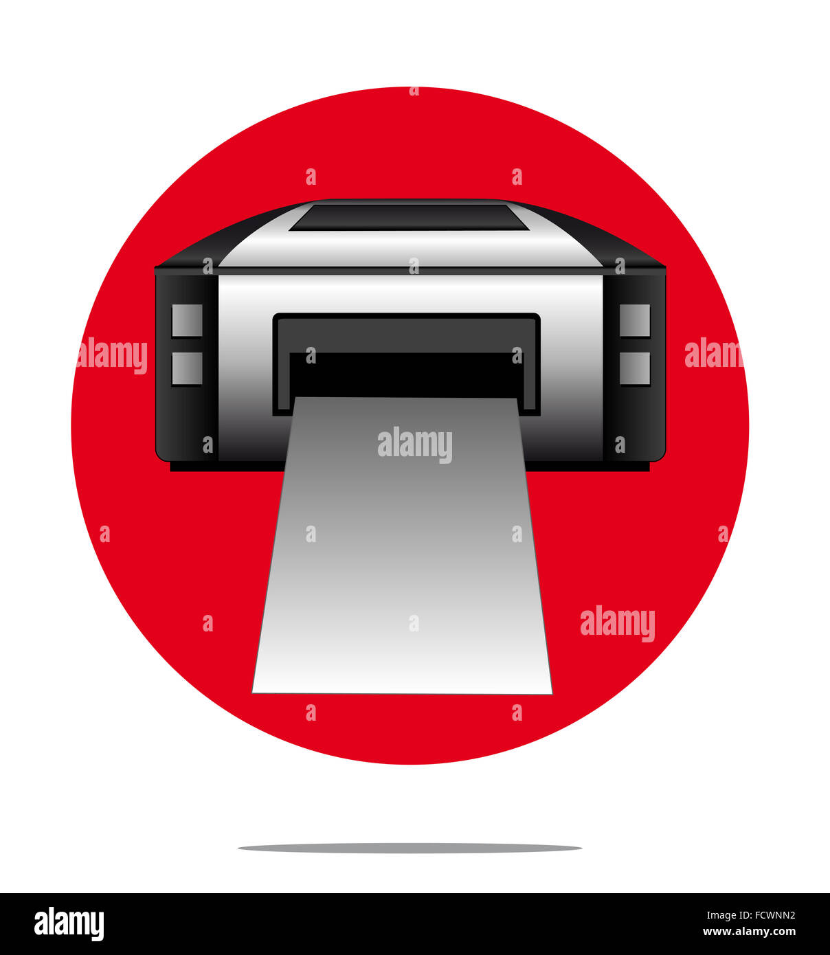 Illustration of a printer with red circle background Stock Photo - Alamy