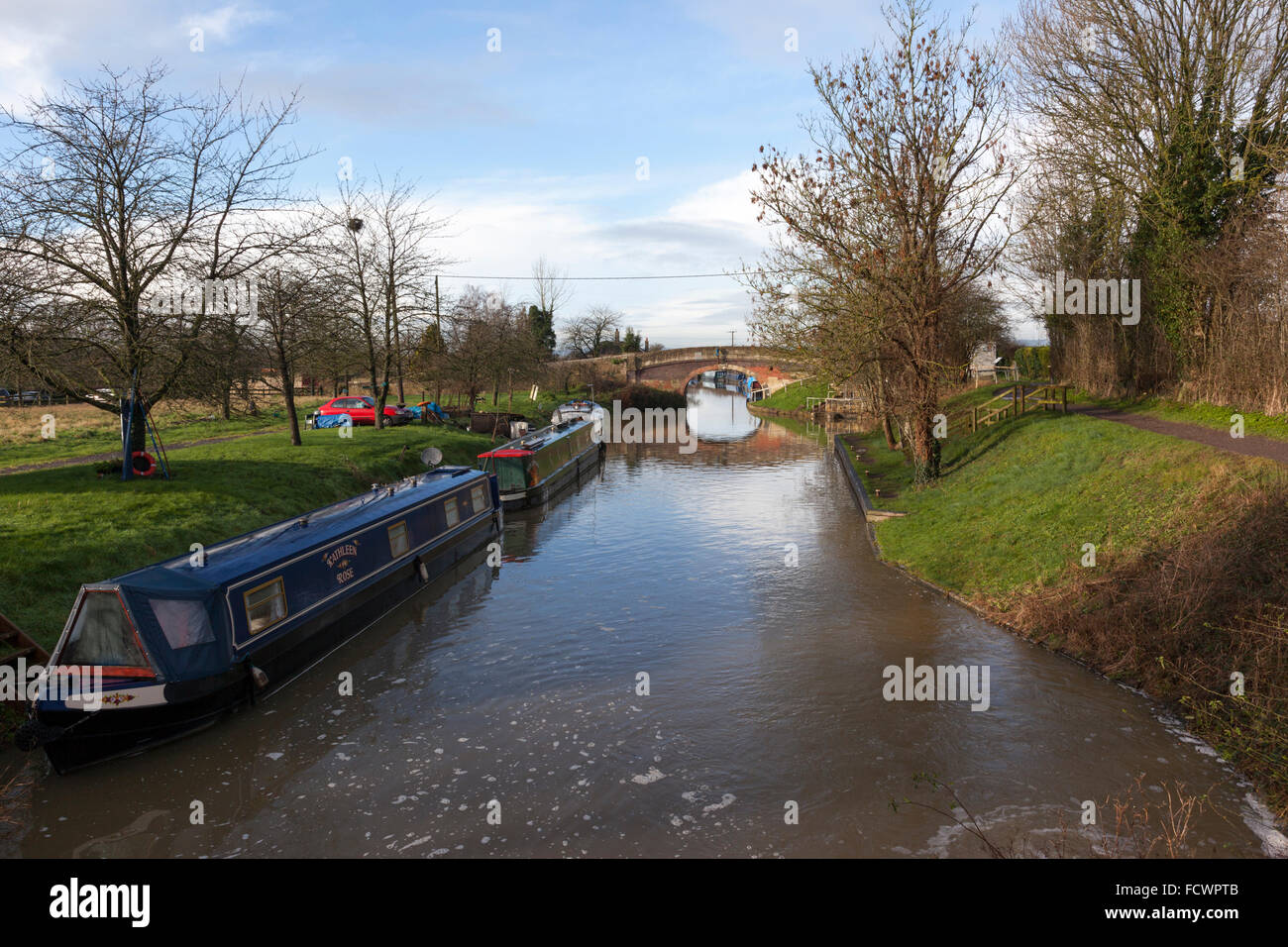 Barges moored on The Kennet and Avon Canal, Semington, Wiltshire ...