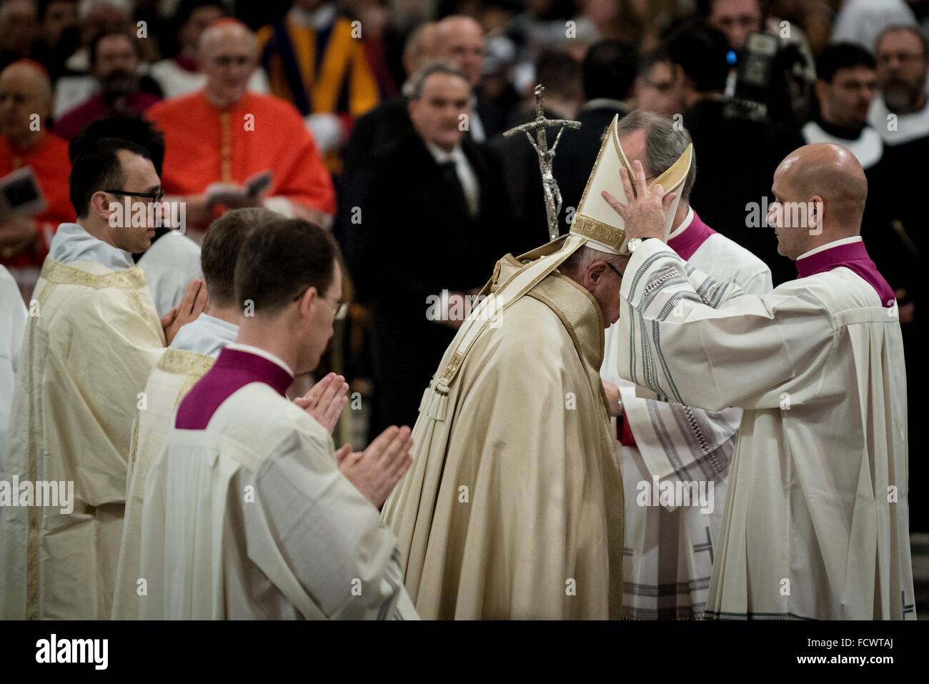 Rome, Italy. 25th Jan, 2016. Pope Francis attends the opening of the ...